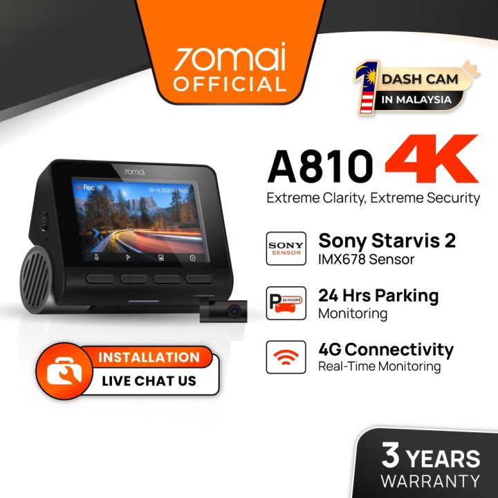 70mai A810 4K Dash Cam dual vision car recorder with GPS Adas | Lazada