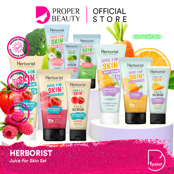 HERBORIST Juice For Skin Set Indonesia / Face Scrub Body Serum ...