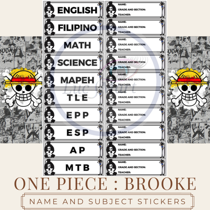 LUCSMART fast shipping - ONE PIECE INSPIRED - BROOKS STICKER LABEL AND ...