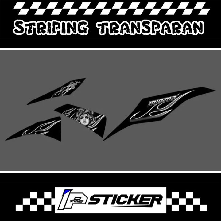 STIKER UV Striping Transparan Mio M3 Custom Desain Medusa Mix Api VIRAL ...