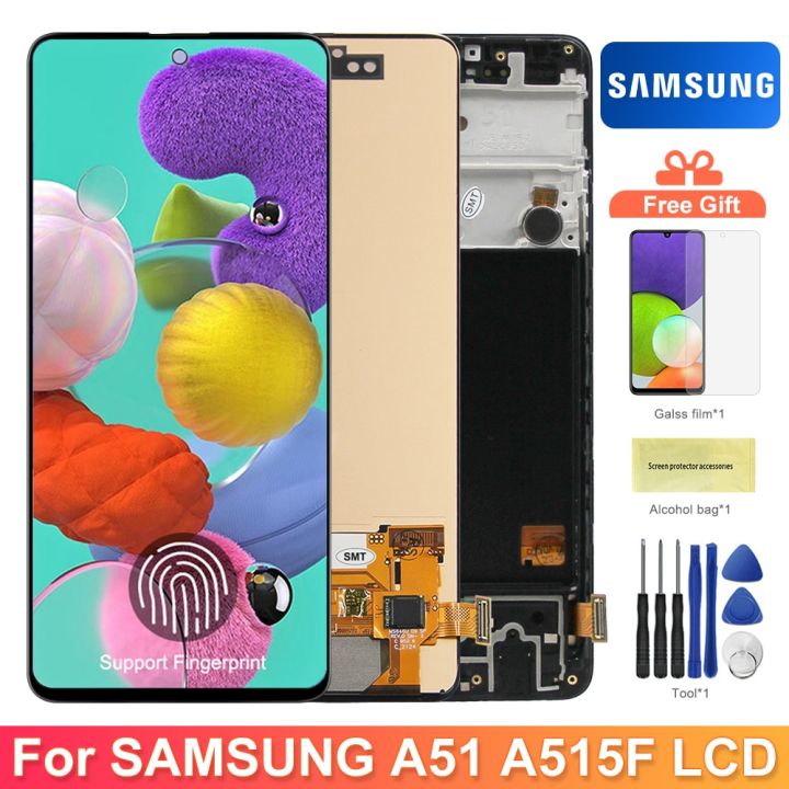 จอ A51 AMOLED สุดพิเศษพร้อมลายนิ้วมือสำหรับ Galaxy A51 A515แผงหน้าจอ ...