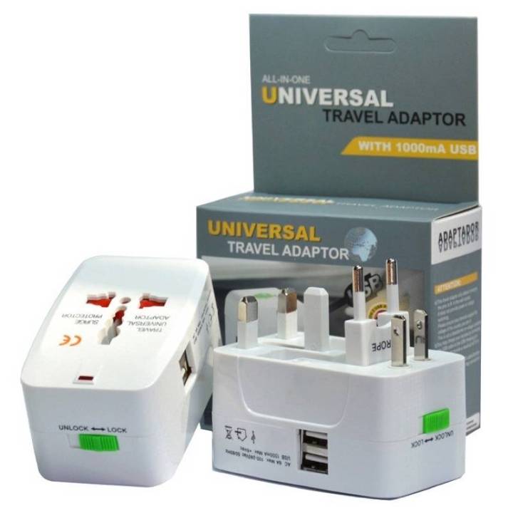 Universal Travel 2USB Adaptor ALL IN ONEหัวแปลงปลั๊กทั้วโลก สำหรับนัก ...
