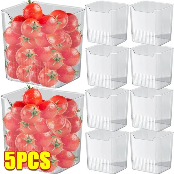 5Pcs New Refrigerator Side Door Storage Box Fresh Preservation Kitchen ...