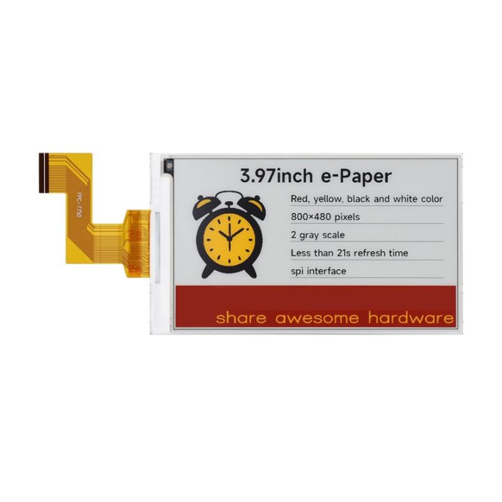 3.97 Inch E-Ink Display SPI Interface 800x480 E-Paper Screen Red Yellow ...
