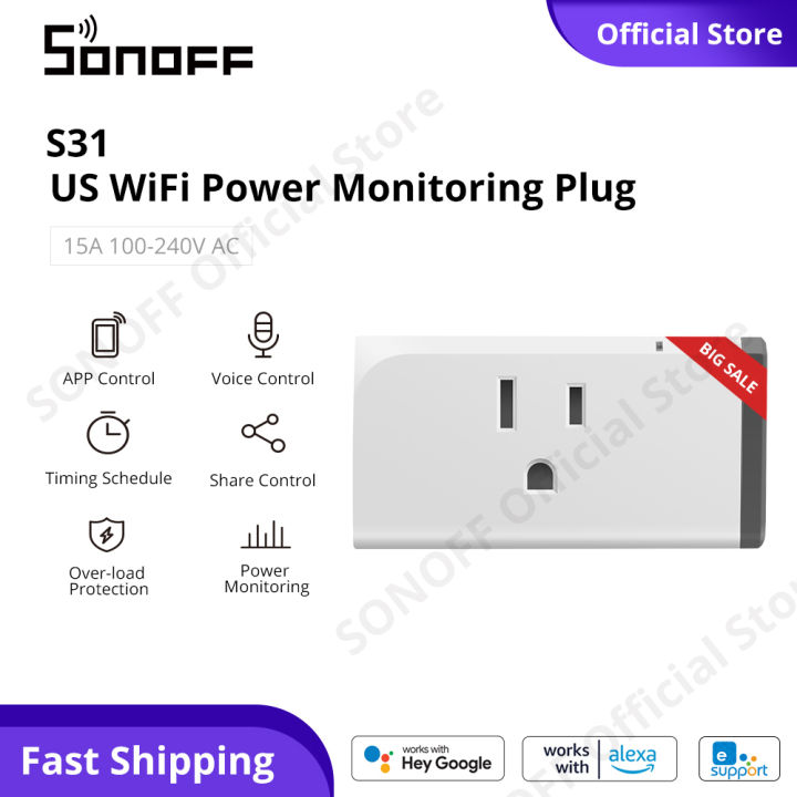 SONOFF S31 WiFi Smart Plug Smart Power Plug eWeLink APP Control ...