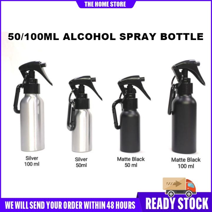 50/100ML Alcohol Spray Bottle (Aluminum Colored Bottle) with Square ...