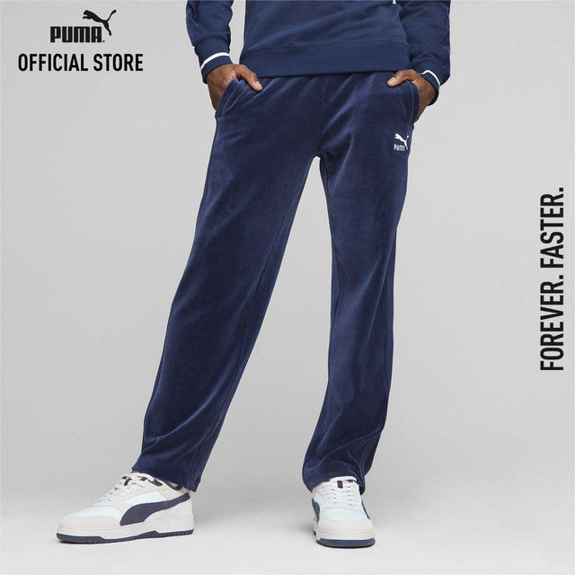 PUMA PRIME/SELECT - กางเกงกีฬาผู้ชาย T7 Men's Velour Track Pants สีฟ้า ...