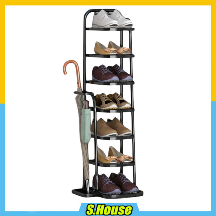 3 7 Tiers Shoe Rack Metal Sandal Shoes Umbrella Shelf Rak Tingkat Besi ...