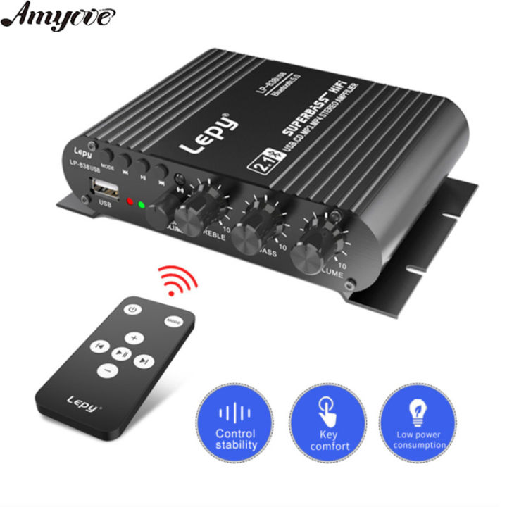Mini Audio Amplifier Stereo Amplifier Receiver 38Wx2 12V Speaker Amp ...