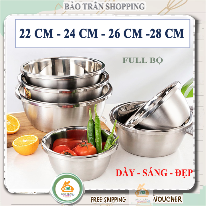 [TRỌN BỘ 4 THAU INOX] Combo 4 Âu/thau 22-24-26-28 CM trộn hàng inox ...