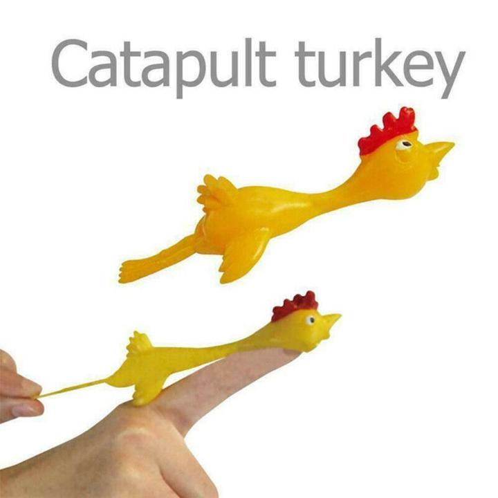 Sticky Flying Rubber Chicken Dinosaur Marine Animal Catapult Stretchy ...