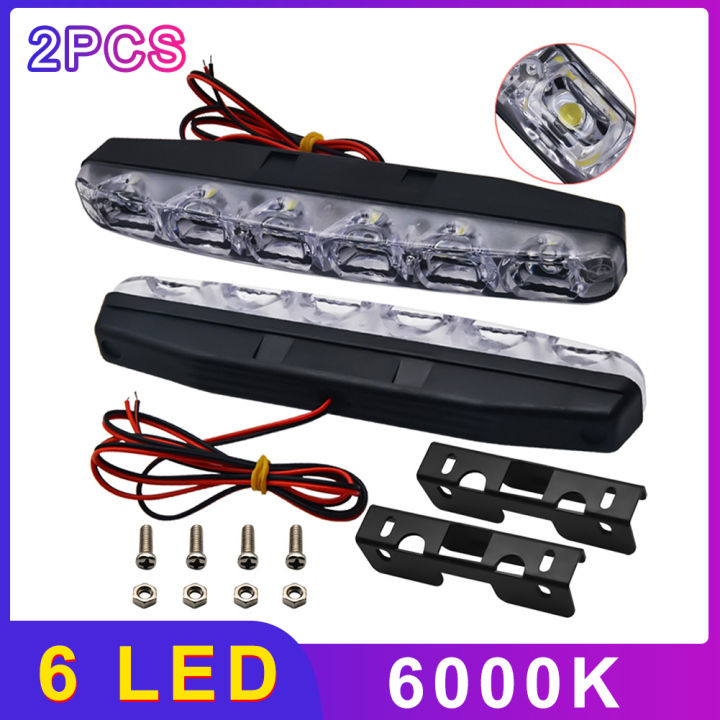 MB 2pcs LED kereta siang berjalan lampu DRL 6 LED DC 12V 6000K sumber ...