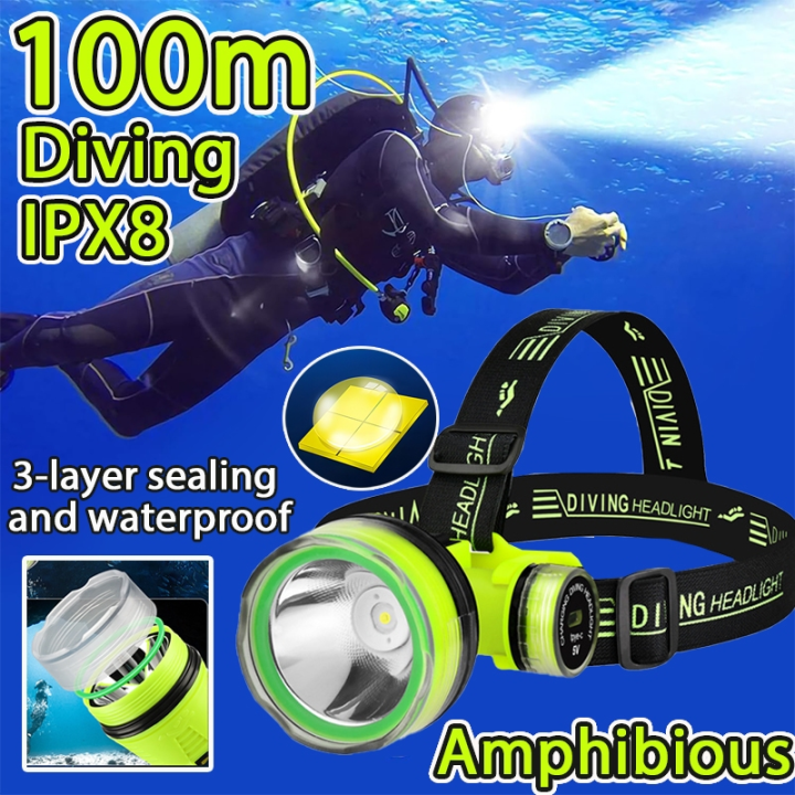 【Ready Stock COD】Diving Headlight Super Bright 100m Flashlight ...