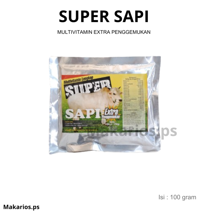 Super Sapi Kemasan 100 gram Multivitamin Lengkap EXTRA Penggemukan Sapi ...