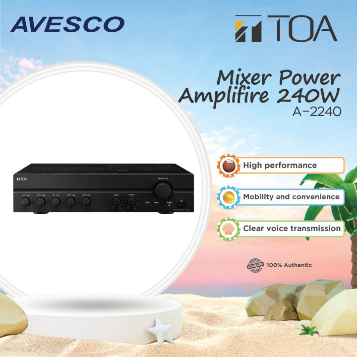 TOA MIXER AMPLIFIER 240W | A-2240 | Phantom power at MIC 1 | 70V / 25V ...