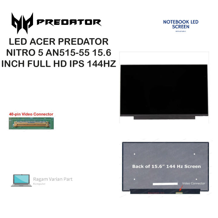 LED LCD ACER PREDATOR NITRO 5 AN515-55 15.6 INCH FULL HD IPS 144HZ ...