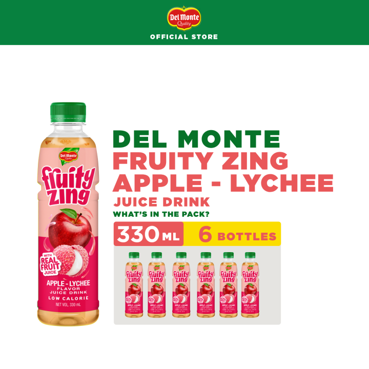 DEL MONTE Fruity Zing Apple-Lychee Flavor Juice Drink 330ml x 6 | Lazada PH