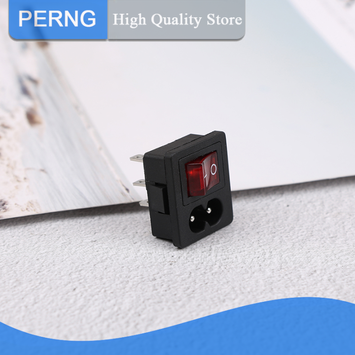 [PERNG] ช่องช่องเสียบทางเข้าสายไฟที่มีการเปิดปิดสีแดงสวิตซ์ไฟคันโยก10A ...