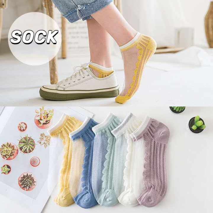 CEEKEY ถุงเท้า ถุงเท้าข้อสั้น ถุงเท้าถุงเท้าผู้หญิงถุงเท้าคริสตัลปาก ...