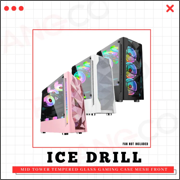 Gamekm Ice Drill Mid Tower Gaming Case MESH ; Supports MID, Micro Atx ...