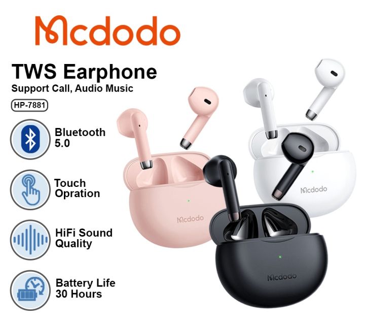 Original Mcdodo TWS Bluetooth Earphone Touch Control In-Ear Earbuds ...