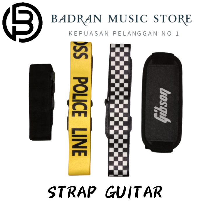 Strap Gitar / Bass Sabuk Gitar Warna polos Police Line Gibson Cowboy ...