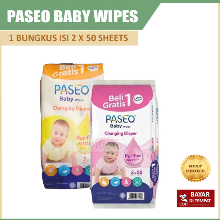 Paseo Baby Wipes Changing Diaper Tissue Tisu Basah 50 Sheets Jojoba ...
