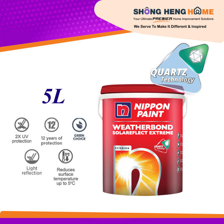 5L Nippon Paint Weatherbond Solareflect Extreme with Quartz Technology ...