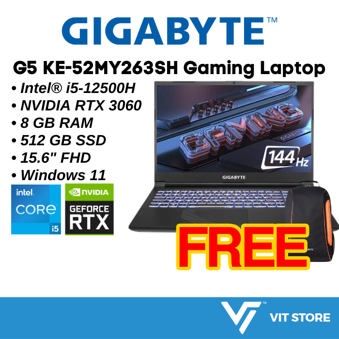 GIGABYTE G5 KE (RTX 3060, Intel i5-12500H, 8GB, 512GB, 15.6" FHD) KE ...