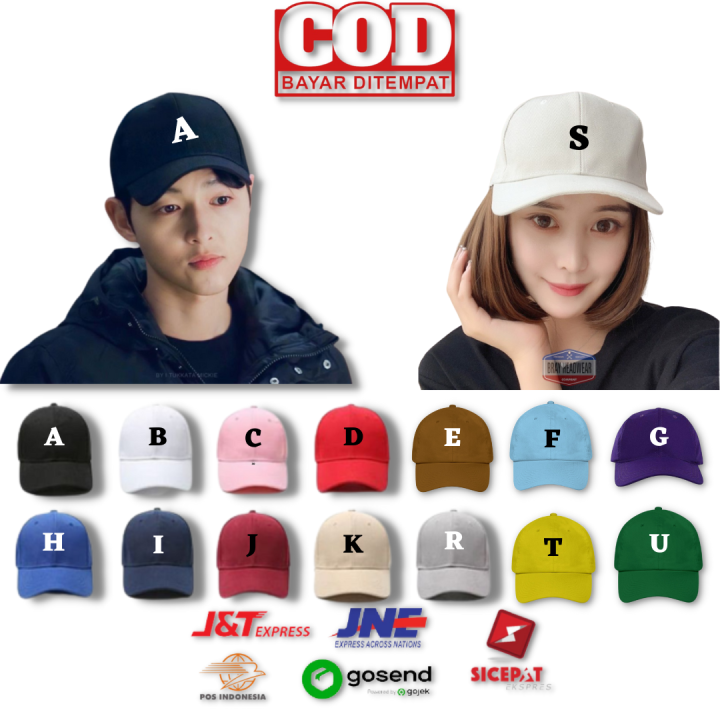 TOPI BASEBALL HAT LOGO INISIAL ALPABET A B C D E F G H I J K L M N O P ...