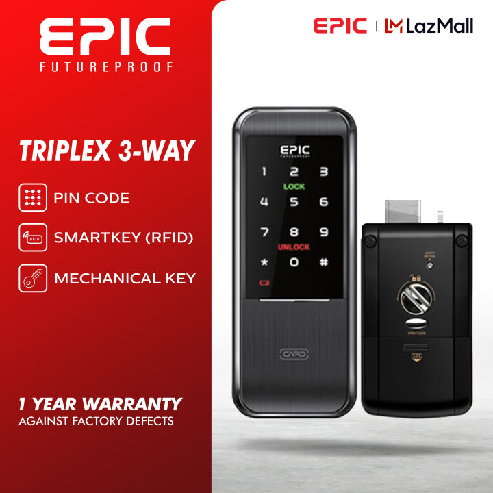 EPIC TRIPLEX 3-WAY Rim lock Digital door lock Smart door lock for homes ...