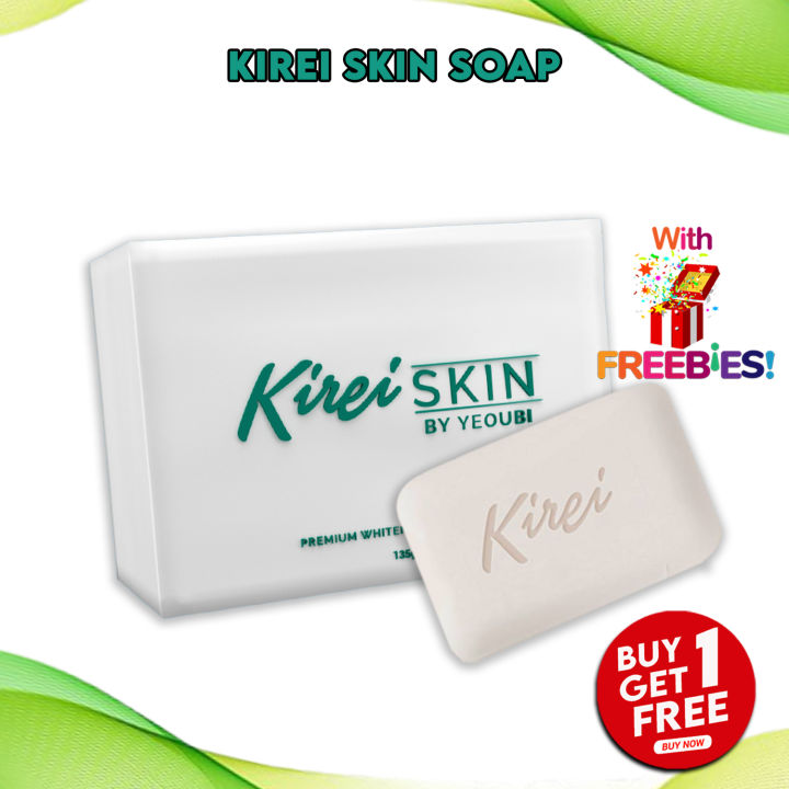 Buy 1 Get 1! Kirei Soap with FREEBIES! Skin Premium Whitening Soap for face and body wash (135g ...
