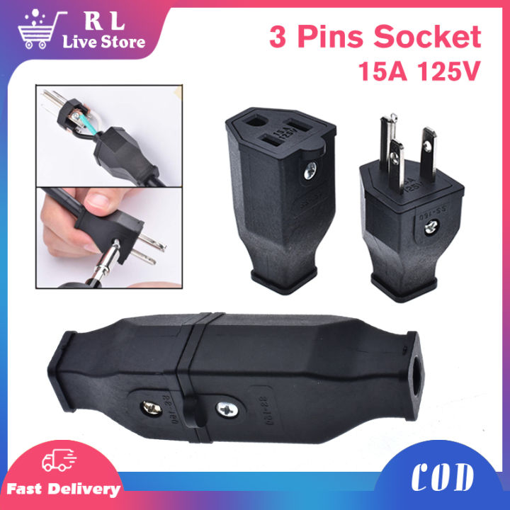 Industrial US 3 Pins Power Plug Female Male Connector Elcectrical AC ...