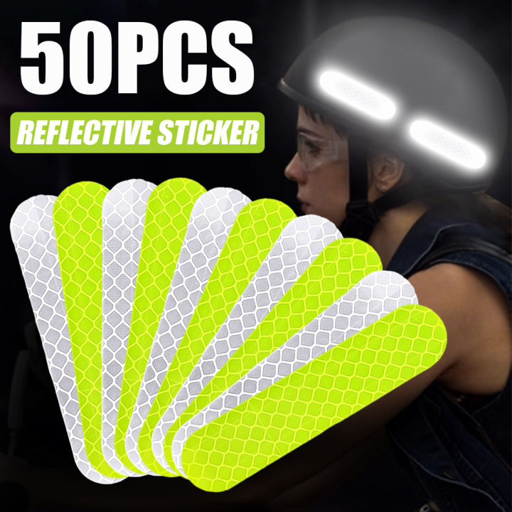 Colorful Reflective Stickers Strip Motorcycle Helmet Warning Safety Mark Rim Shape Safety ...