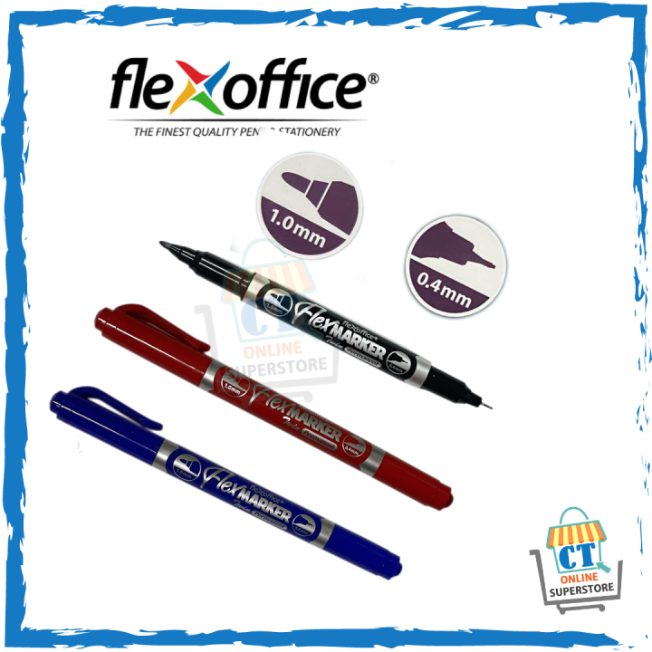 Flexoffice Flexmarker FO-PM01 CD Twin Permanent Marker 1.0mm/0.4mm ...