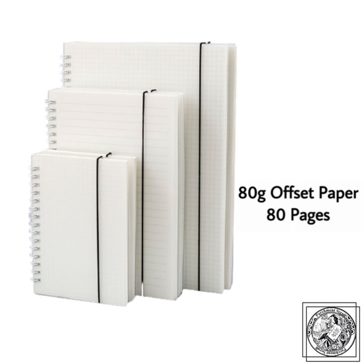 Parchment Scroll Muji Styled Spiral Notebook A5/B5 With Garter (Blank, Cornell, Dotted, Grid ...