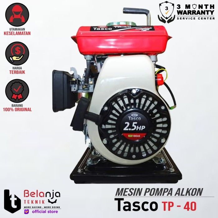 TASCO Pompa Air Bensin TP 40 Alkon 1.5 Inch PLUS Converter 1 Inch 4tak Pompa Air Portable ...