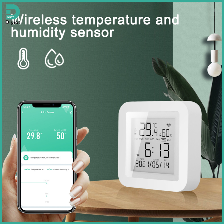 Smart WiFi Temperature Humidity Monitor TUYA Wireless Temperature Humidity Sensor Compatible ...