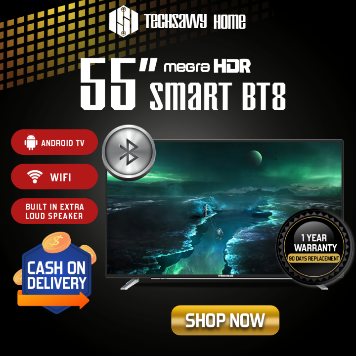 MegraHDR 55 inches BT8 Bluetooth Smart TV Slim FULL HD Smart TV Android 11 | Lazada PH