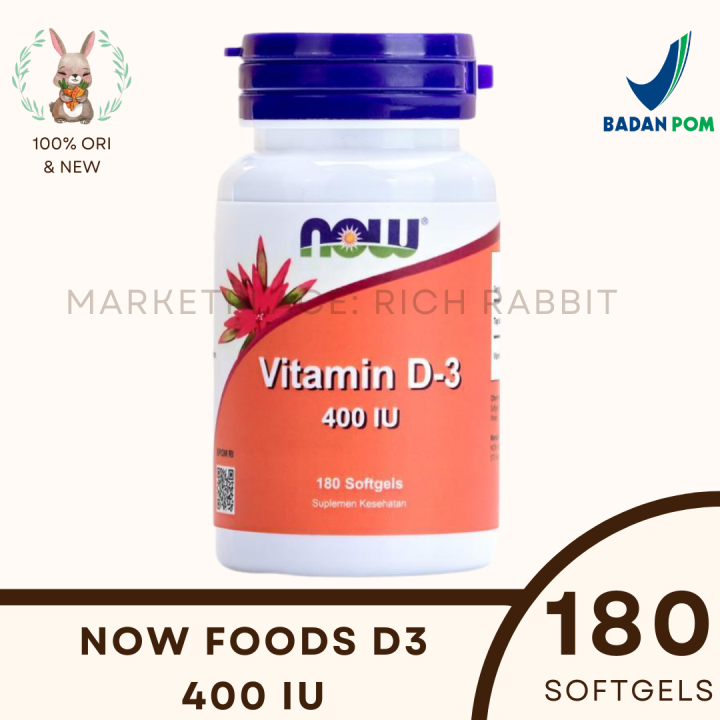 Now Foods Vitamin D3 D-3 400 IU Immune Imunitas System Booster Tulang 180 Softgels | Lazada ...