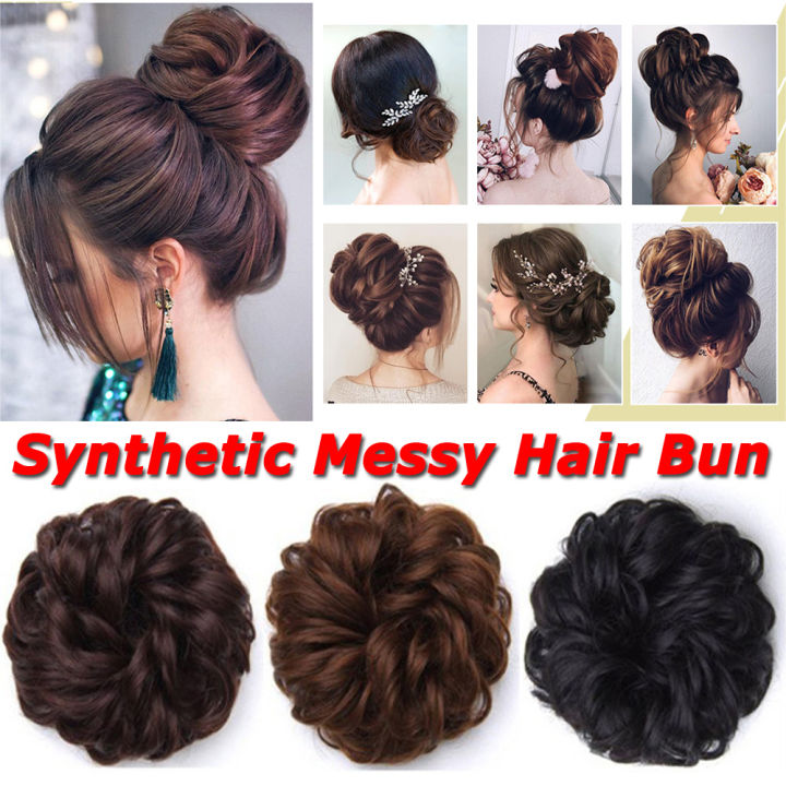 【COD&Ready Stock】 Korean Curly Messy Meatball Hair Bun Wig Natural ...