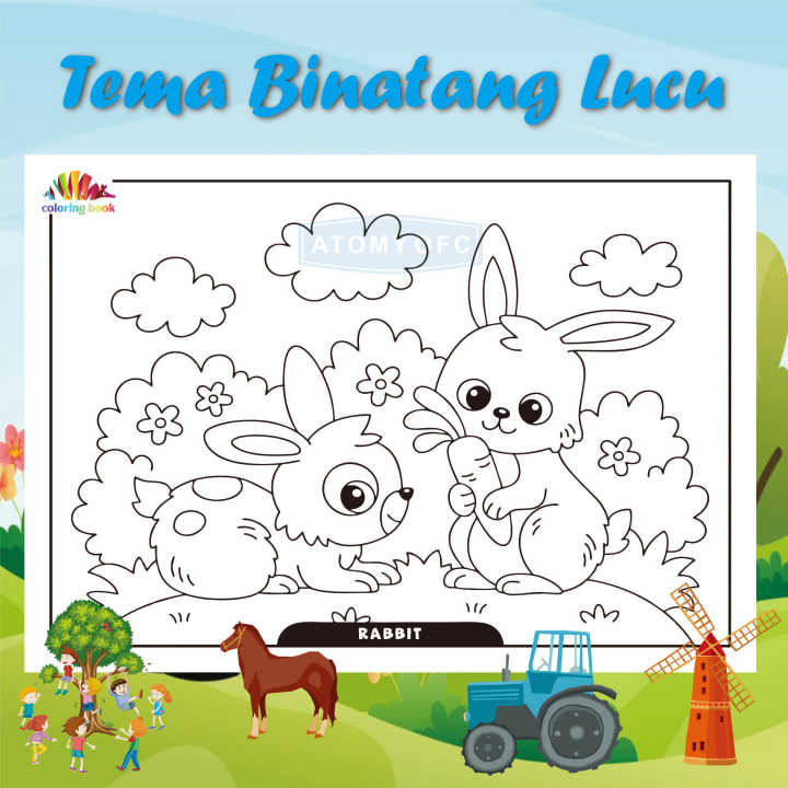 KERTAS MEWARNAI / COLORING / KERTAS GAMBAR /binatang lucu | Lazada ...
