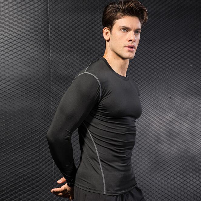 HOLA 2022 Men Compression Fitness Training Shirt Tight Sports Gym Long ...