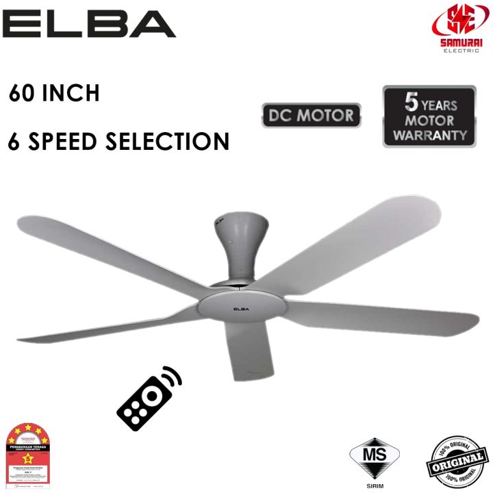 Elba Dc Ceiling Fan 60" URANO With 6 Speed Selection ECFN6030(GR) Big ...