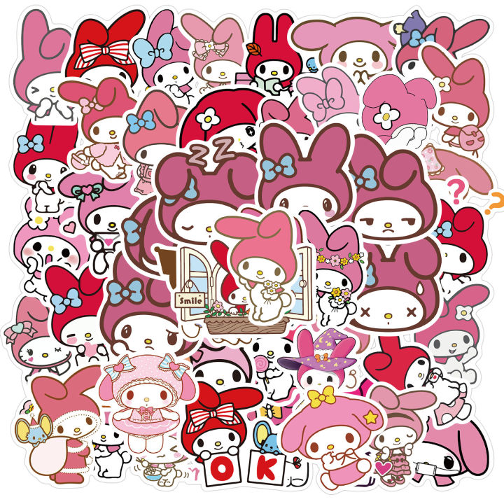 50Pcs Melody sanrio Character Stickers Anime DIY Fashion Mixed Doodle ...