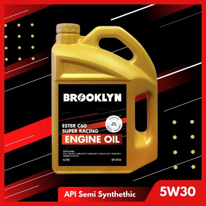 Brooklyn 5W30 4L Semi Synthetic Engine Oil Lubricant API Cars Proton Toyota Honda Perodua Nissan ...