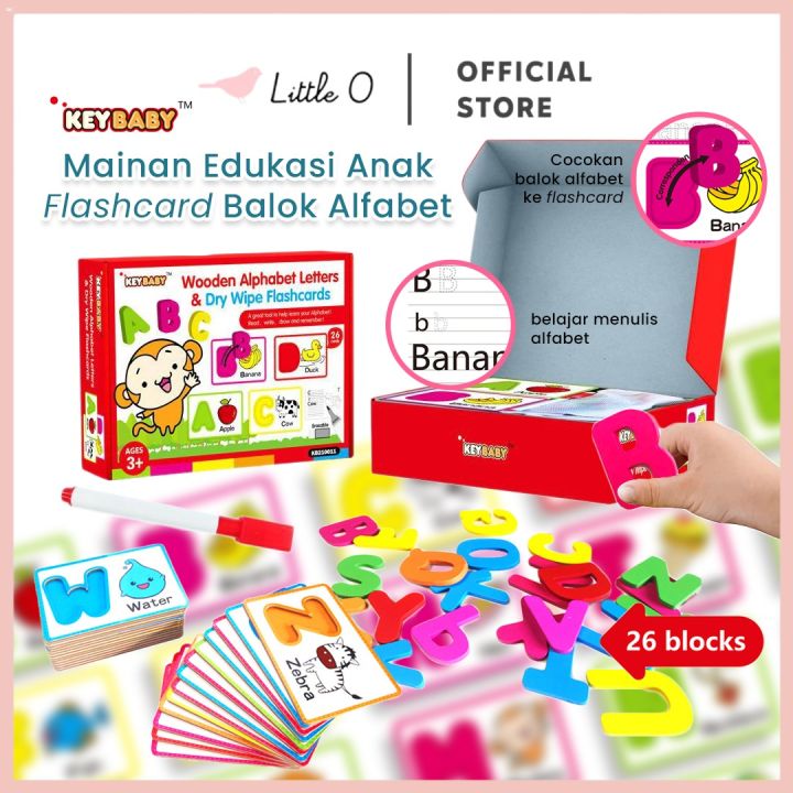 KEYBABY Flashcard Mainan Edukasi Anak Premium Dry Wipe Dengan Balok ...
