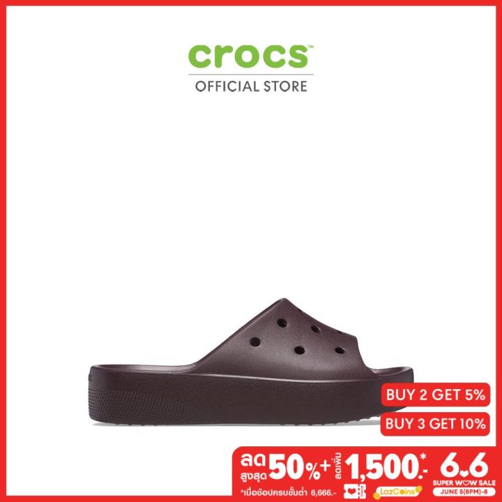 CROCS รองเท้าแตะผู้หญิง CLASSIC PLATFORM SLIDE รุ่น 2081806WD - DARK ...
