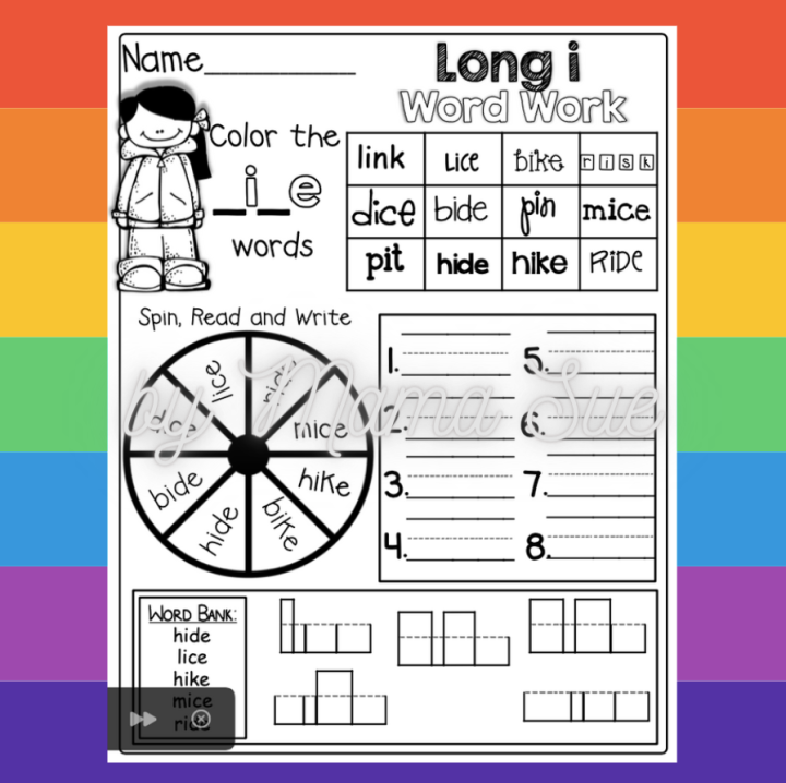 CVCe Word Family Word Work Worksheets (6 years old and above) 【自然拼读 ...