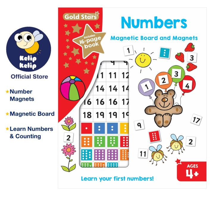 Gold Stars Numbers Learning Activity Book With Magnetic Board & Magnets ...